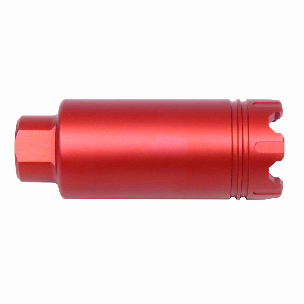 AR-15 Red Anodized Slip Over Barrel Shroud with Multi Port Muzzle Brake