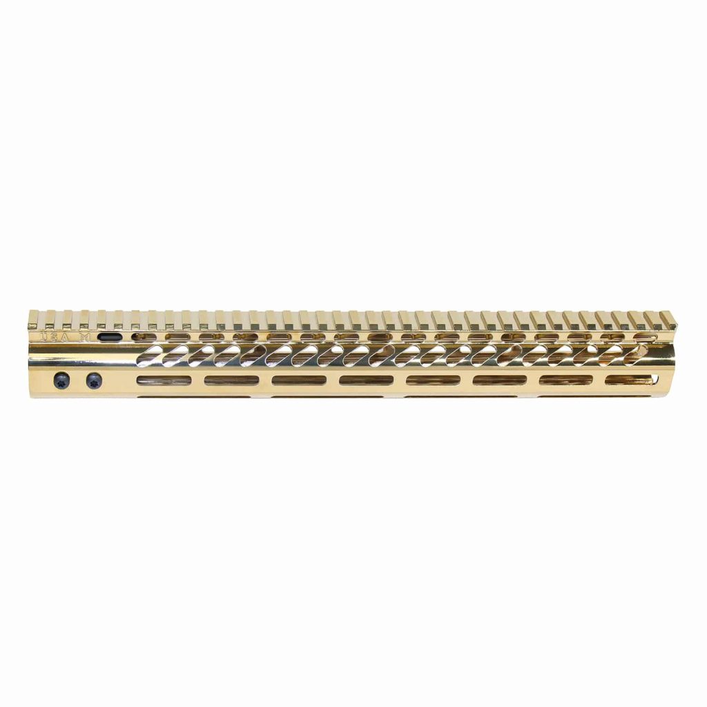15 Inch Ultra Lightweight Gold Plated M-LOK Handguard with Monolithic Rail