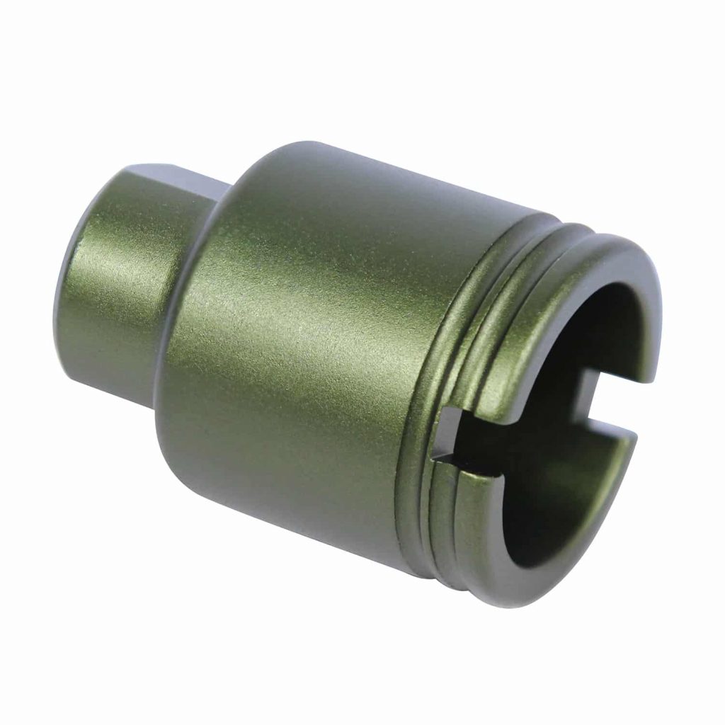AR-15 Stubby Slim Anodized Green Flash Can for 5.56/.223 and 9mm