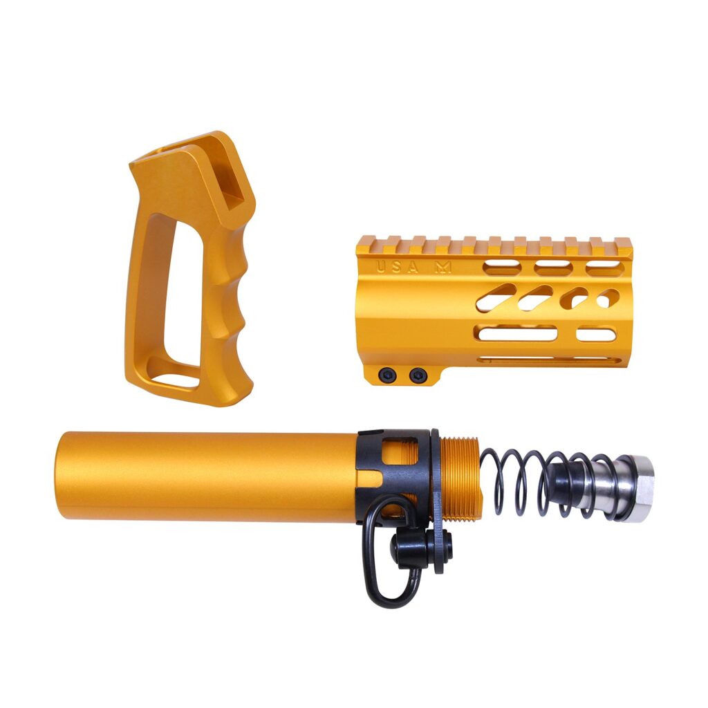 AR-15 Micro Pistol Furniture Set in Anodized Orange for Lightweight ...