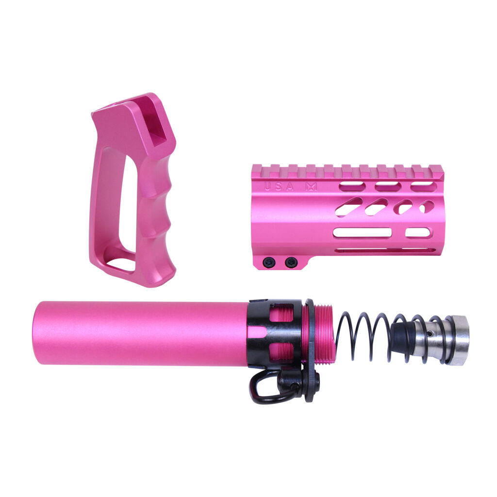 Pink Anodized Micro AR Pistol Furniture Set for Lightweight Precision