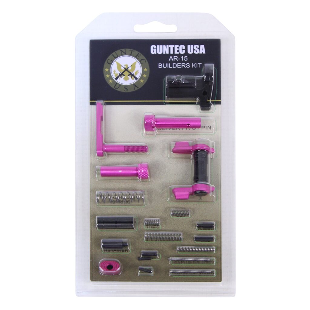 Pink Anodized AR-15 Builder Kit with Ambi Safety for Custom Assembly