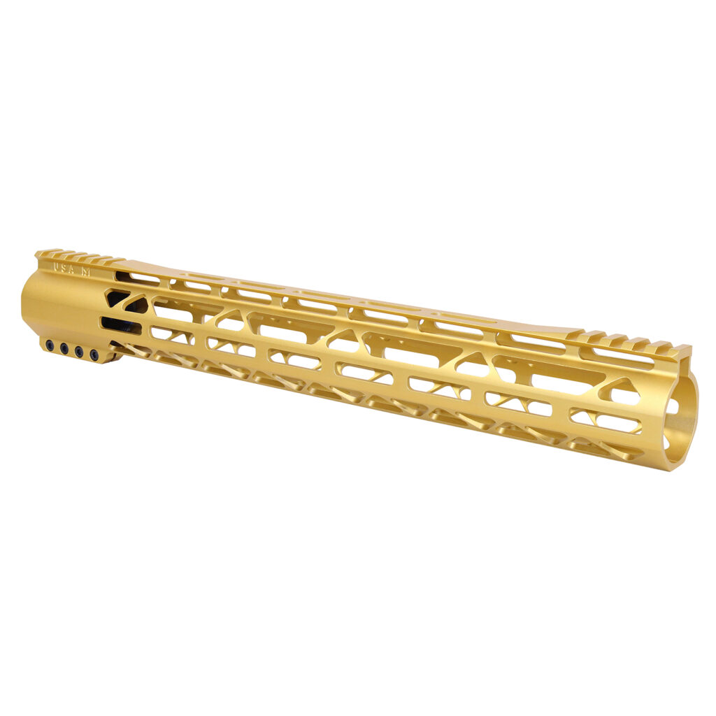 AR-308 15 Inch Gold AIR-LOK Series M-LOK Handguard with Monolithic Rail