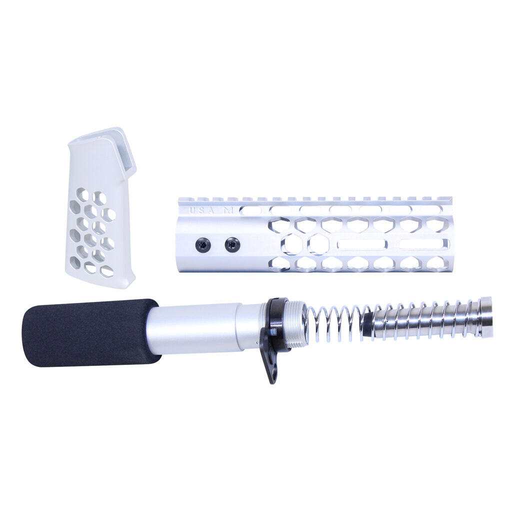 AR-15 Honeycomb Pistol Furniture Set with Anodized Clear Finish
